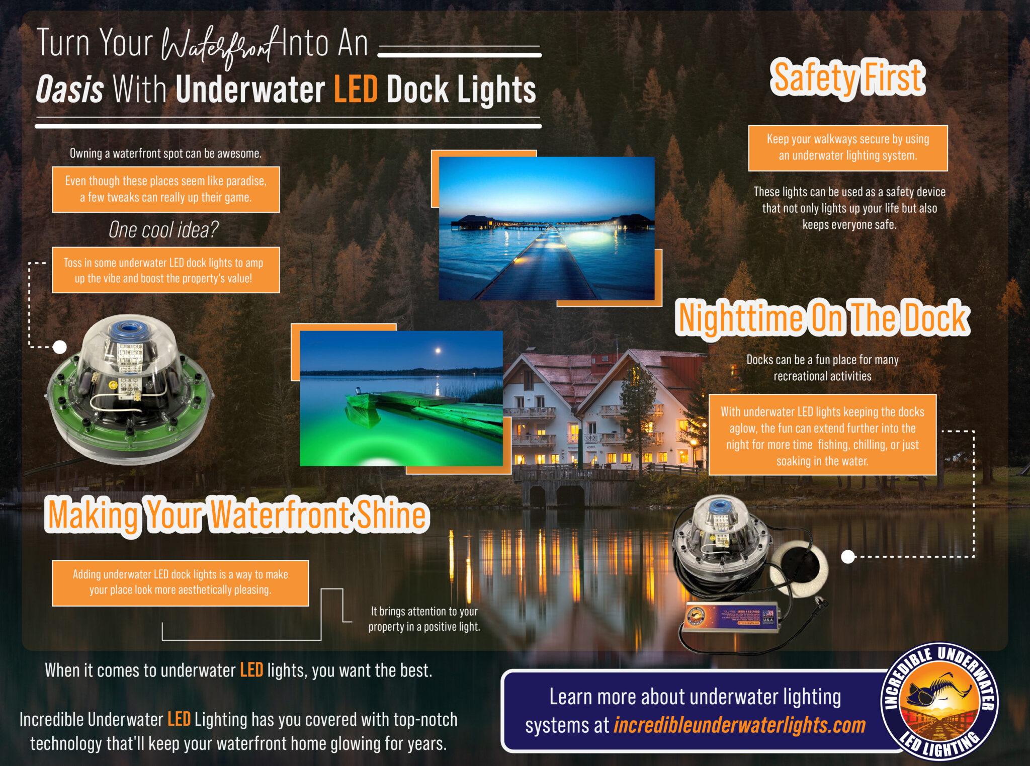 Turn Your Waterfront Into An Oasis With Underwater LED Dock Lights ...